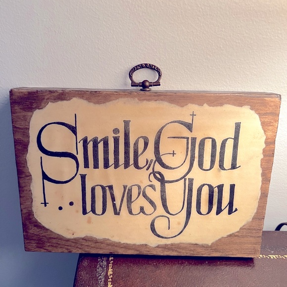 Art | 7s Christian Plaque Smile God Loves You | Poshmark